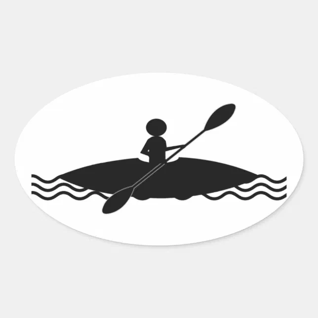 Kayak Stick Man Logo Oval Sticker | Zazzle