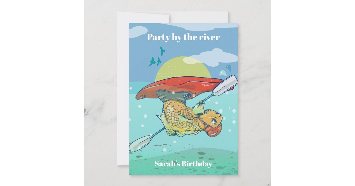 Kayaking Canoe birthday party Invitation | Zazzle