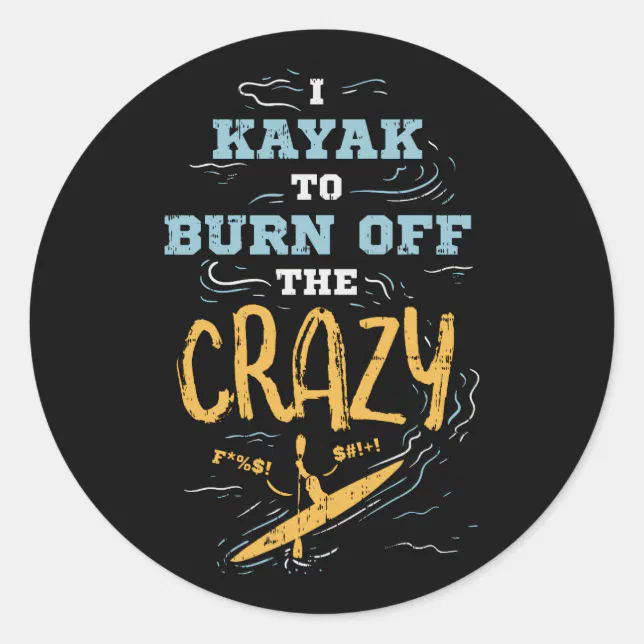 kayaking classic round sticker | Zazzle