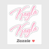 Kayla Decorative Name in Pink x2 Sticker | Zazzle