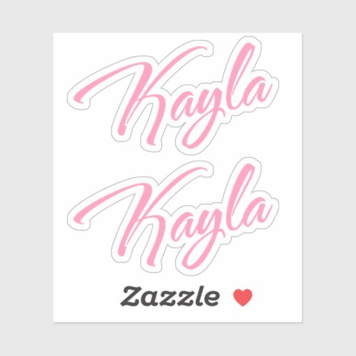 Kayla Decorative Name in Pink x2 Sticker | Zazzle