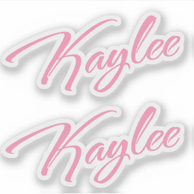 Kaylee name in pink script x2 sticker | Zazzle