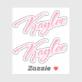 Kaylee name in pink script x2 sticker | Zazzle