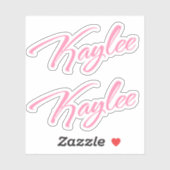 Kaylee name in pink script x2 sticker | Zazzle