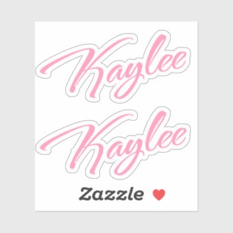 Kaylee name in pink script x2 sticker | Zazzle