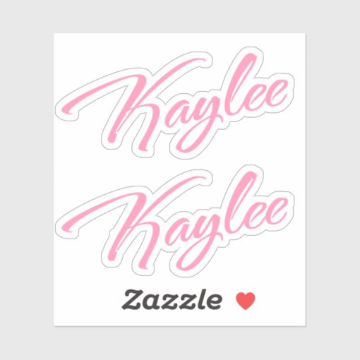 Kaylee name in pink script x2 sticker | Zazzle