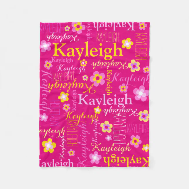 Kayleigh pink yellow girls name flower blanket | Zazzle