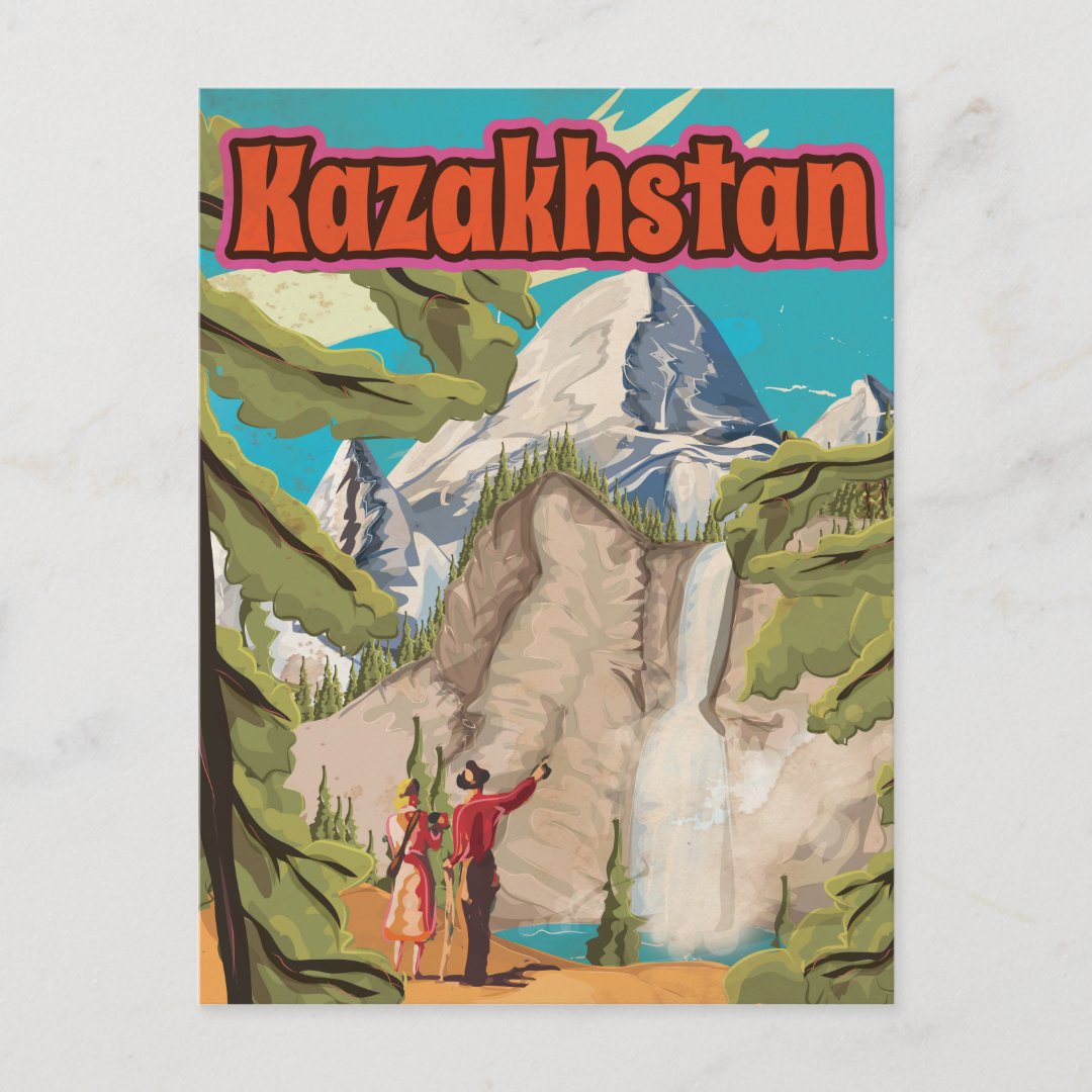 Kazakhstan Vintage Travel Poster Postcard | Zazzle
