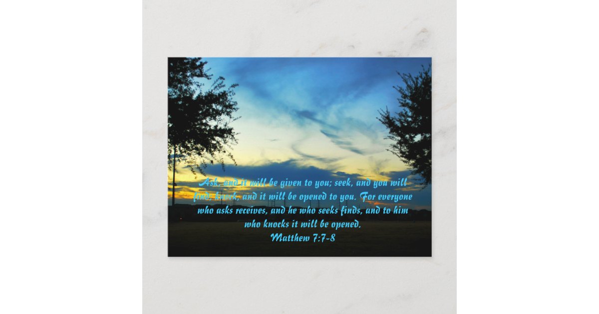 Keep Asking, Seeking, Knocking Postcard | Zazzle