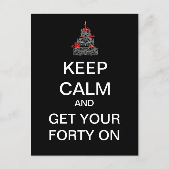 KEEP CALM 40th Birthday Mod Postcard (Black) | Zazzle
