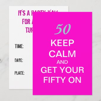 KEEP CALM 50th Birthday Party Invitation | Zazzle