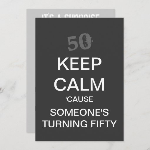 KEEP CALM 50th Birthday Party Invitation (Dark) | Zazzle