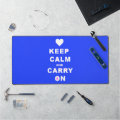 KEEP CALM AN CARRY ON Blue Desk Mat | Zazzle