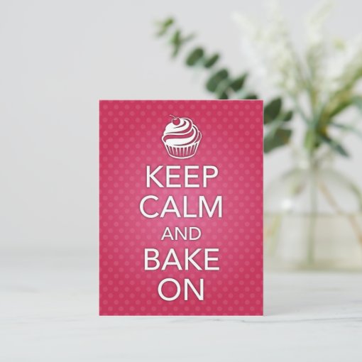 Keep Calm and Bake On Recipe Card Pink | Zazzle