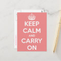 Keep Calm and Carry On Pink Postcard | Zazzle