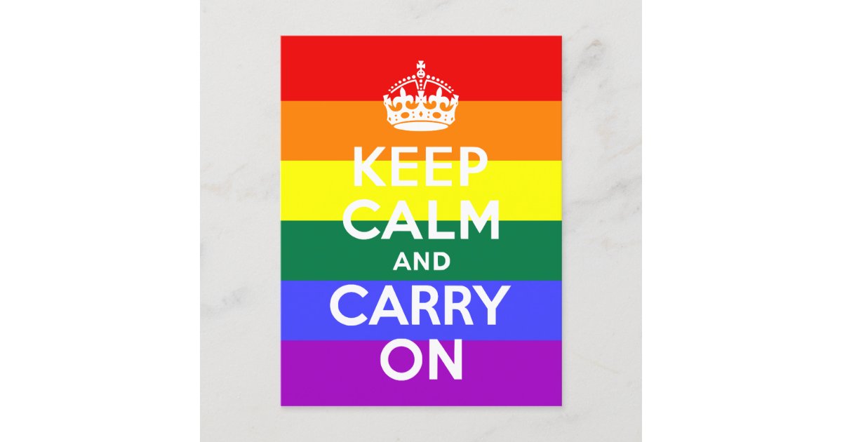 Keep Calm and Carry On Rainbow Postcard | Zazzle