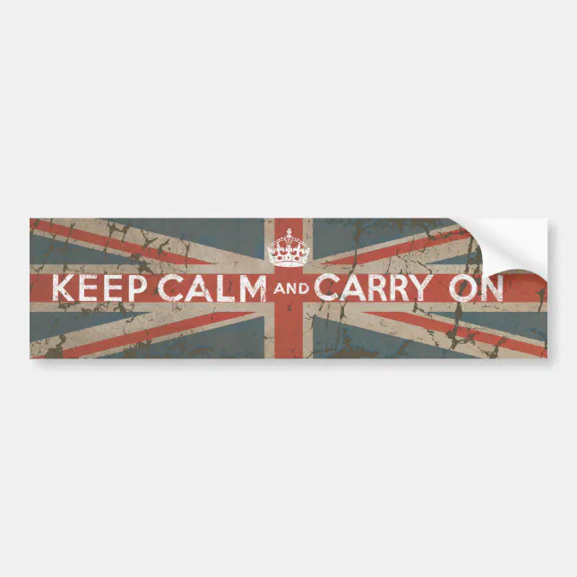 Keep Calm and Carry On with UK Flag Bumper Sticker | Zazzle