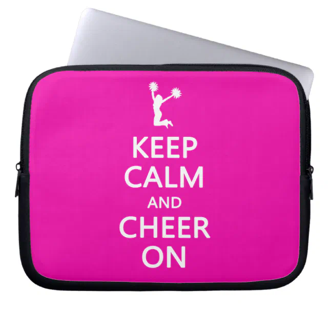 Keep Calm and Cheer On, Cheerleader Pink Laptop Sleeve | Zazzle
