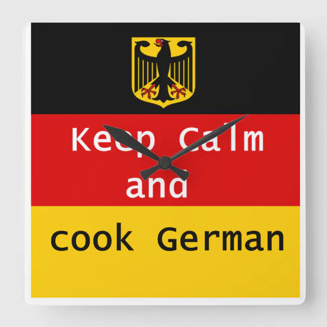 Keep Calm and Cook German Clock | Zazzle