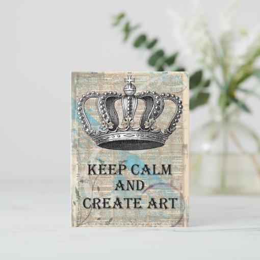 Keep Calm and Create Art Vintage Abstract Design Postcard | Zazzle