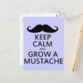 Keep Calm and Grow a Mustache Postcard | Zazzle