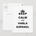 KEEP CALM AND HABLA ESPANOL POSTCARD | Zazzle