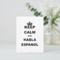 KEEP CALM AND HABLA ESPANOL POSTCARD | Zazzle