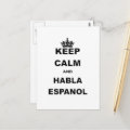 KEEP CALM AND HABLA ESPANOL POSTCARD | Zazzle