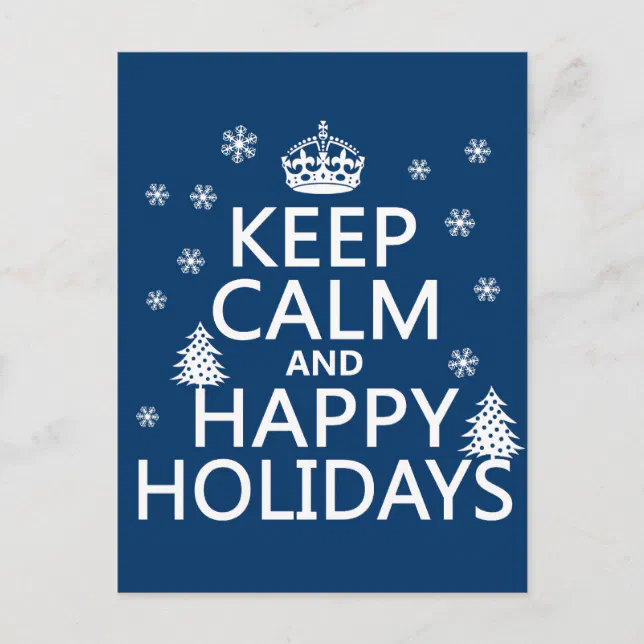 Keep Calm and Happy Holidays Holiday Postcard | Zazzle