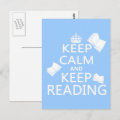 Keep Calm and Keep Reading Postcard | Zazzle