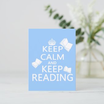 Keep Calm and Keep Reading Postcard | Zazzle