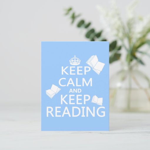 Keep Calm and Keep Reading Postcard | Zazzle