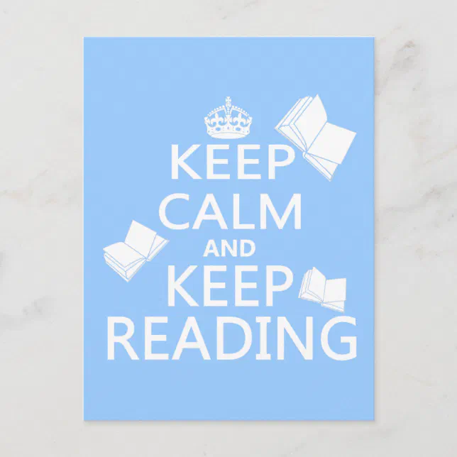 Keep Calm and Keep Reading Postcard | Zazzle