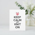 Keep calm and knit on postcard | Zazzle