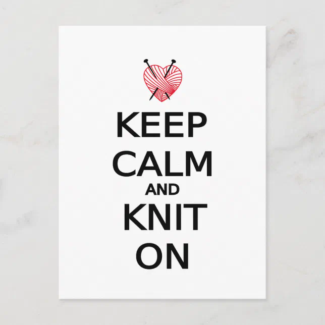 Keep calm and knit on postcard | Zazzle