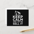 Keep Calm And Let Me Sell It Funny Real Estate Postcard | Zazzle