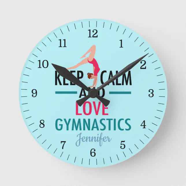 Keep Calm and Love Gymnastics Round Clock | Zazzle