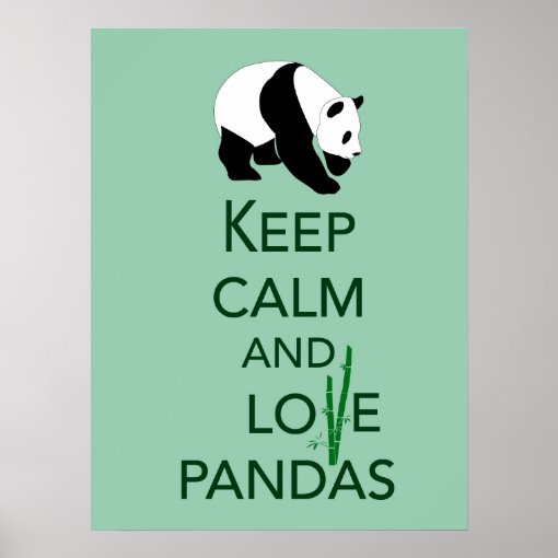 Keep Calm and Love Pandas Fine Art Print in Green | Zazzle