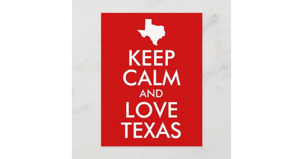 Keep Calm and Love Texas Red Postcard | Zazzle