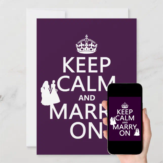 Keep Calm and Marry On - all colors Invitation | Zazzle