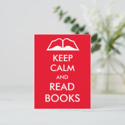 Keep calm and read books postcard | Zazzle