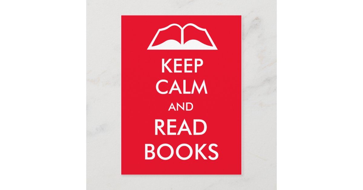 Keep calm and read books postcard | Zazzle