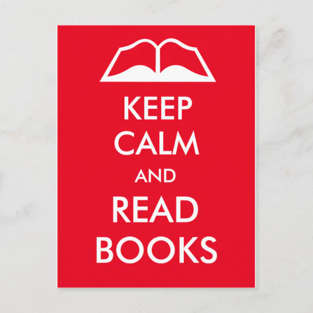 Keep calm and read books postcard | Zazzle