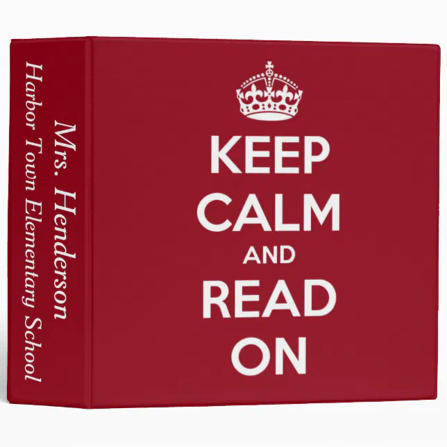 Keep Calm and Read On Red Personalized Binder | Zazzle