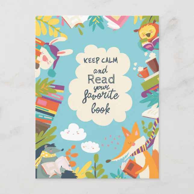 Keep Calm And Read Postcard | Zazzle