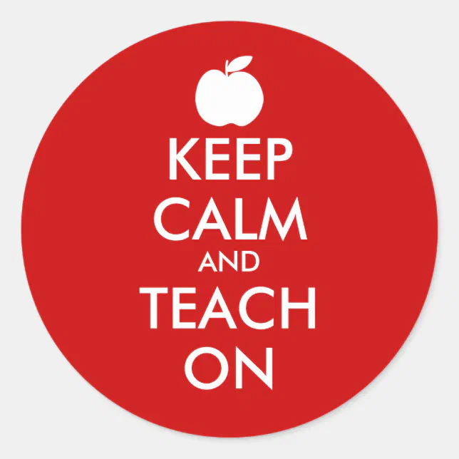 Keep calm and teach on stickers with apple icon | Zazzle