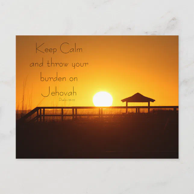 Keep Calm and Throw your Burden on Jehovah Postcard | Zazzle