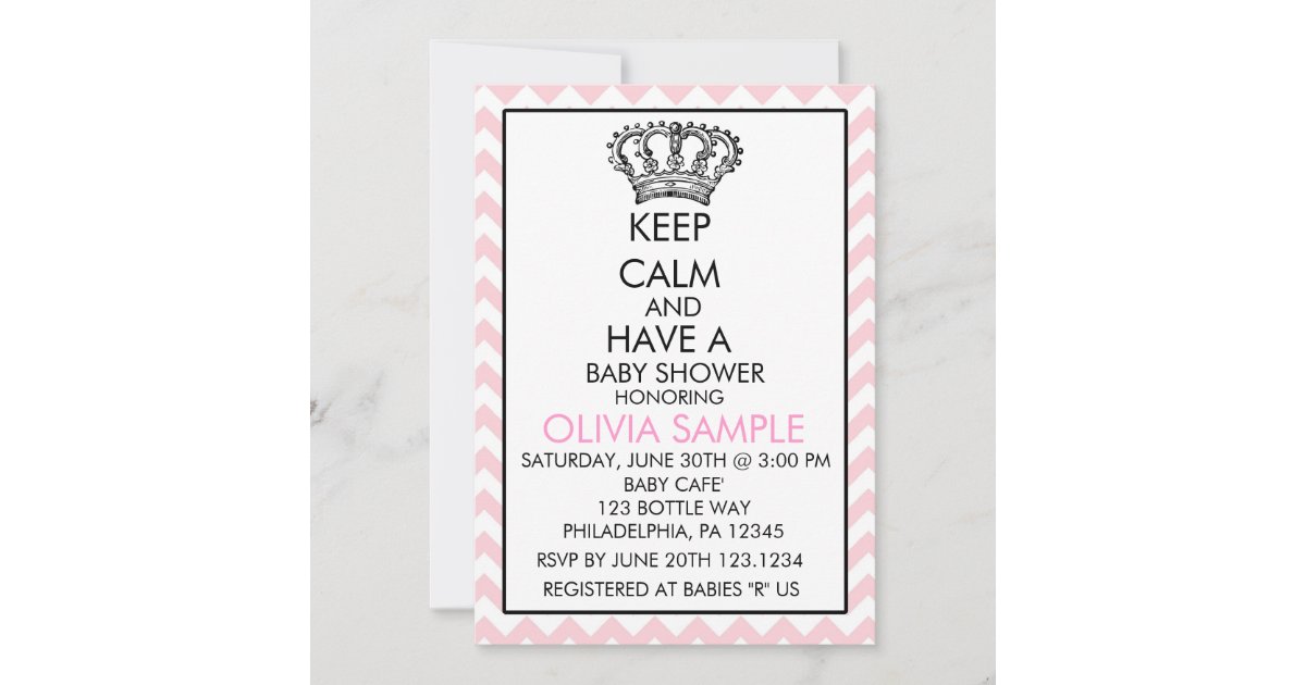 Keep Calm Baby Shower Invitation | Zazzle