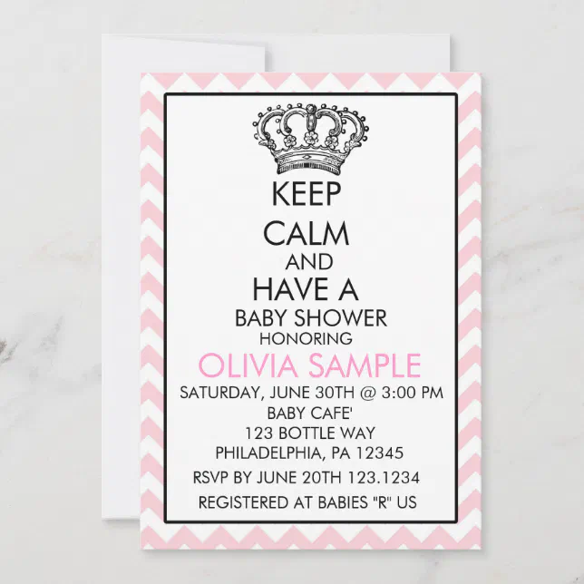 Keep Calm Baby Shower Invitation | Zazzle