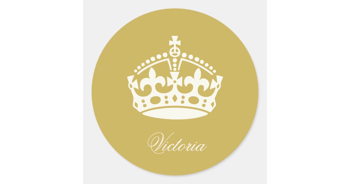 Keep Calm Gold Crown Logo Chic Party Favor Sticker | Zazzle